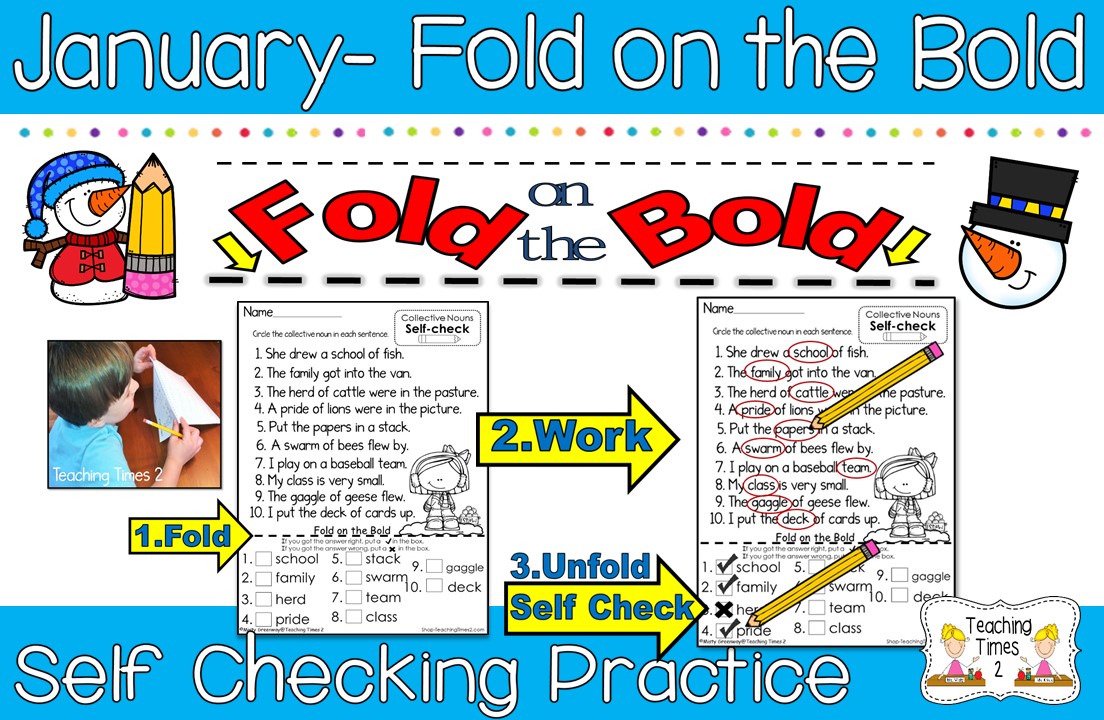 JANUARY- FOLD ON THE BOLD SELF CHECKING SKILL PRACTICE - Teaching Times 2
