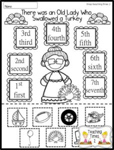 There Was An Old Lady Who Swallowed A Turkey......... Activity And ...