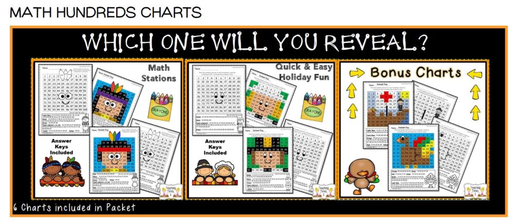 Thanksgiving Hundreds Charts Mystery Pictures - Teaching Times 2